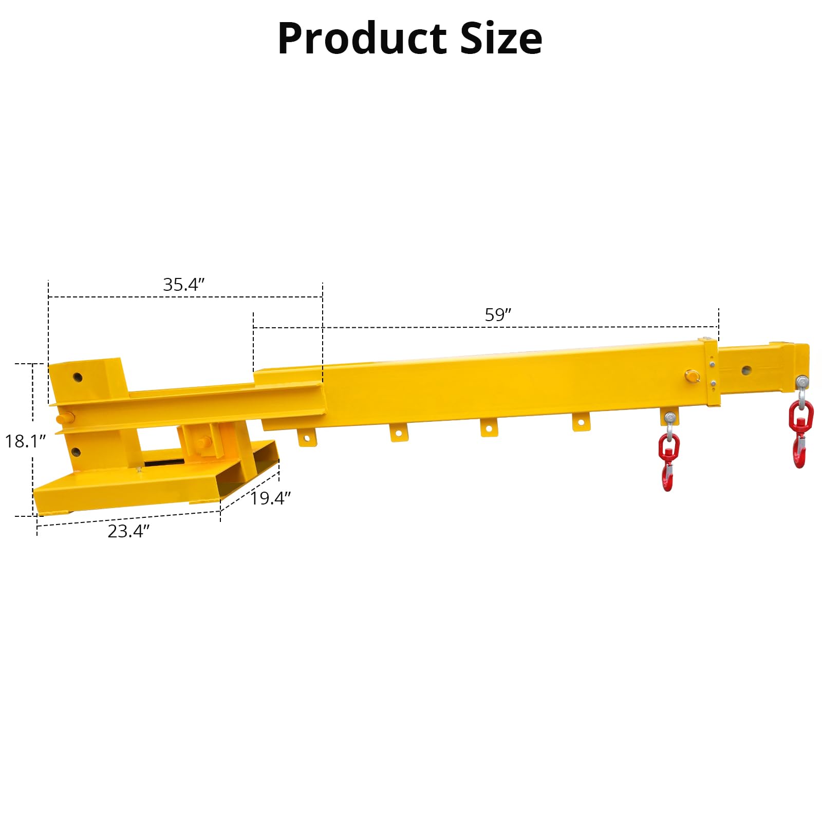 Garvee Adjustable Forklift Jib Boom Crane, Manual Telescopes 83“~149", Forklift Mobile Crane with Two 3 Tons Swivel Hooks, 6000 LBS Lift Capacity Forklift Crane for Warehouse or Factories