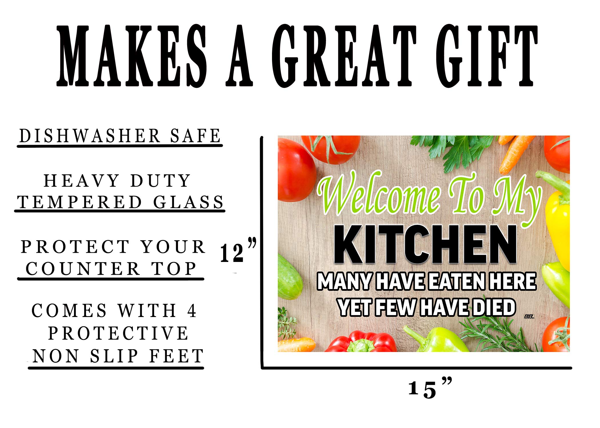 Funny Welcome To My Kitchen Glass Cutting Board Decorative Gift For Mom Design