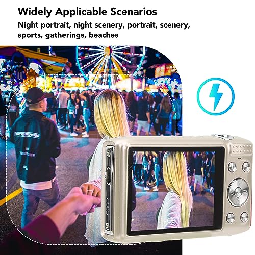 Digital Camera, Digital Video Camera Multifunction Face Recognition 16X 58M 4K Outdoor (Gold)