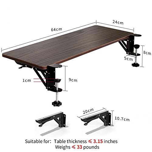 DLOETT Wooden Desk Extender Design Large Space Foldable Structure Clamp- on Keyboard Tray Elbow Arm Support for Desk