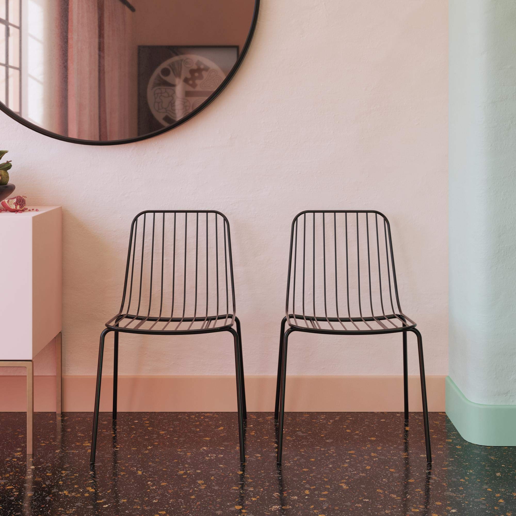 DHP Casi Upholstered Dining Chair, Green Velvet