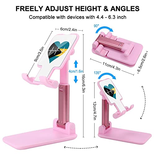 Love Bahamas Heartbeat Print Cell Phone Stand Compatible with iPhone Switch Tablets Foldable Adjustable Cellphone Holder Desktop Dock (4-13")