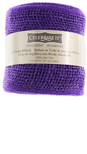 Celebrate IT- Purple 4" Burlap Wired Ribbon x 21 ft