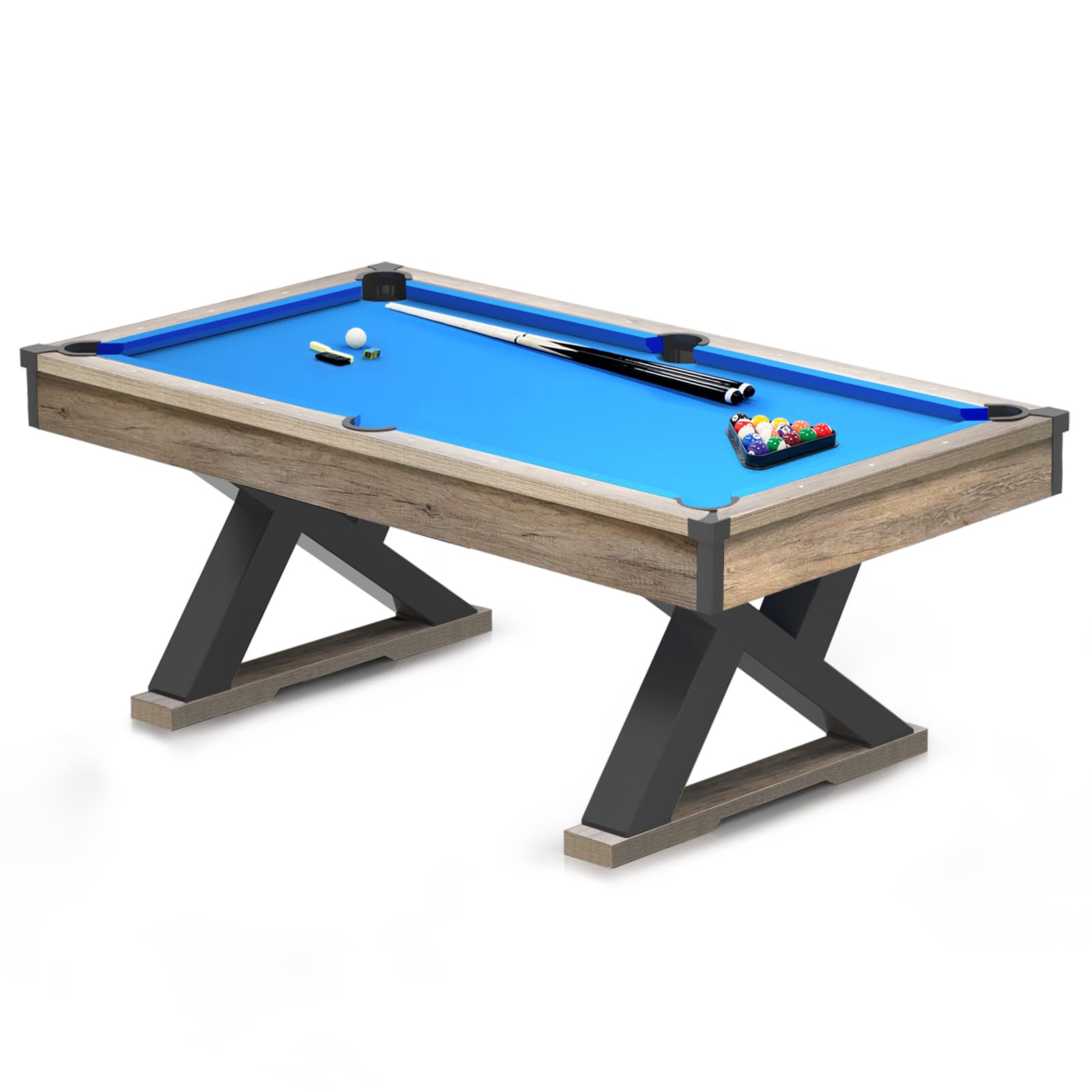 Foosball Table Soccer Arcade Games: Foosball Tables Adult Size for Home, Game Room, Bar - Competition Sized Football Table w/ 2 Balls, 2 Drink Holders