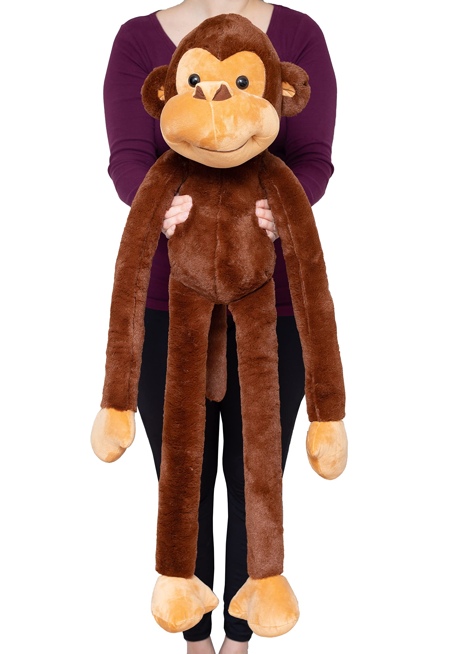 Giant 4ft Hanging Monkey Stuffed Toy - Ultra Soft, Connectable Hands & Feet, Perfect for Comfort & Decoration