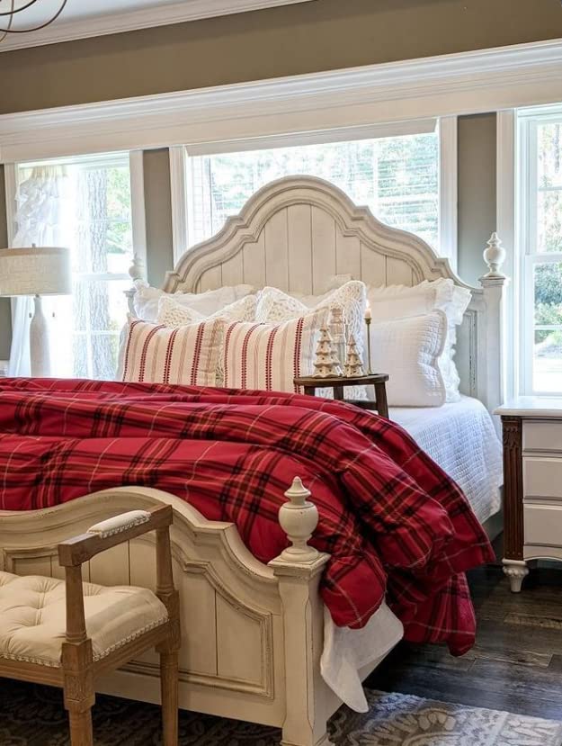 Vilano Plaid Collection - Premium Quality, Soft, Wrinkle, Fade, & Stain Resistant, Easy Care, Oversized Duvet Cover Set, Full/Queen, Red,