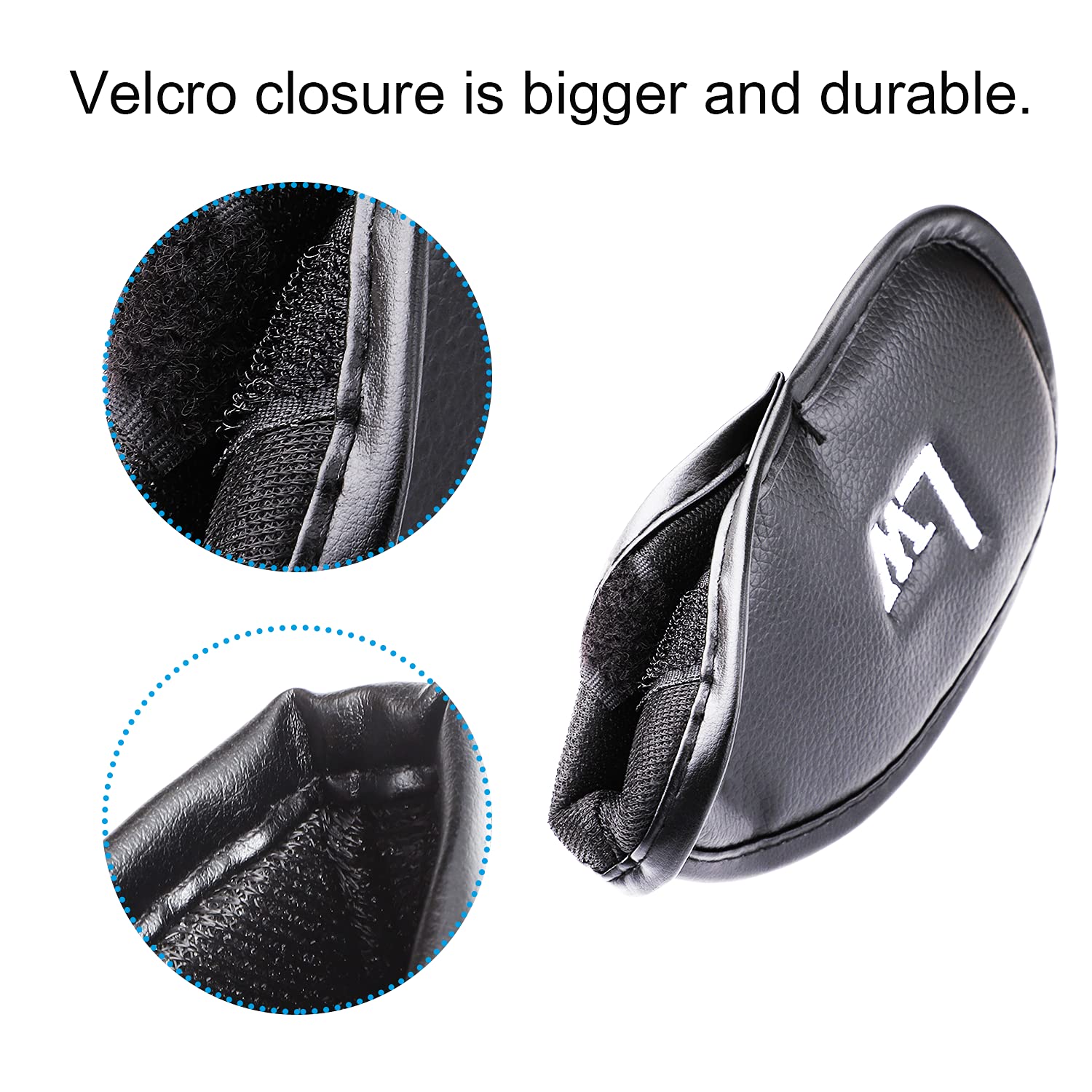 DeepRoar Golf Iron Covers Golf Club Covers Thick Synthetic Leather Golf Iron Head Covers Set Headcovers Fits for All Brands Callaway, Ping, Taylormade, Cobra (Black)