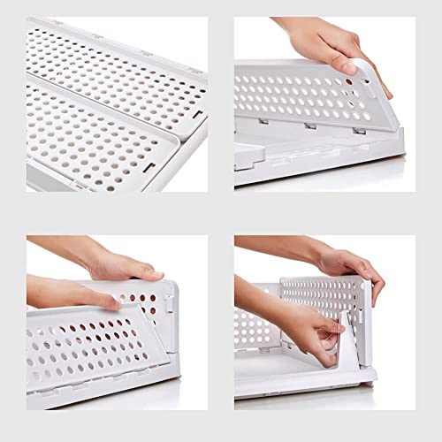 yazi Set of 5 Stackable Closet Storage Box, Plastic Drawer Organizer, Foldable Wardrobe Clothes Shelf Baskets, Folding Containers Bins Cubes, Perfect for Kitchen, Office, Bedroom & Bathrooms