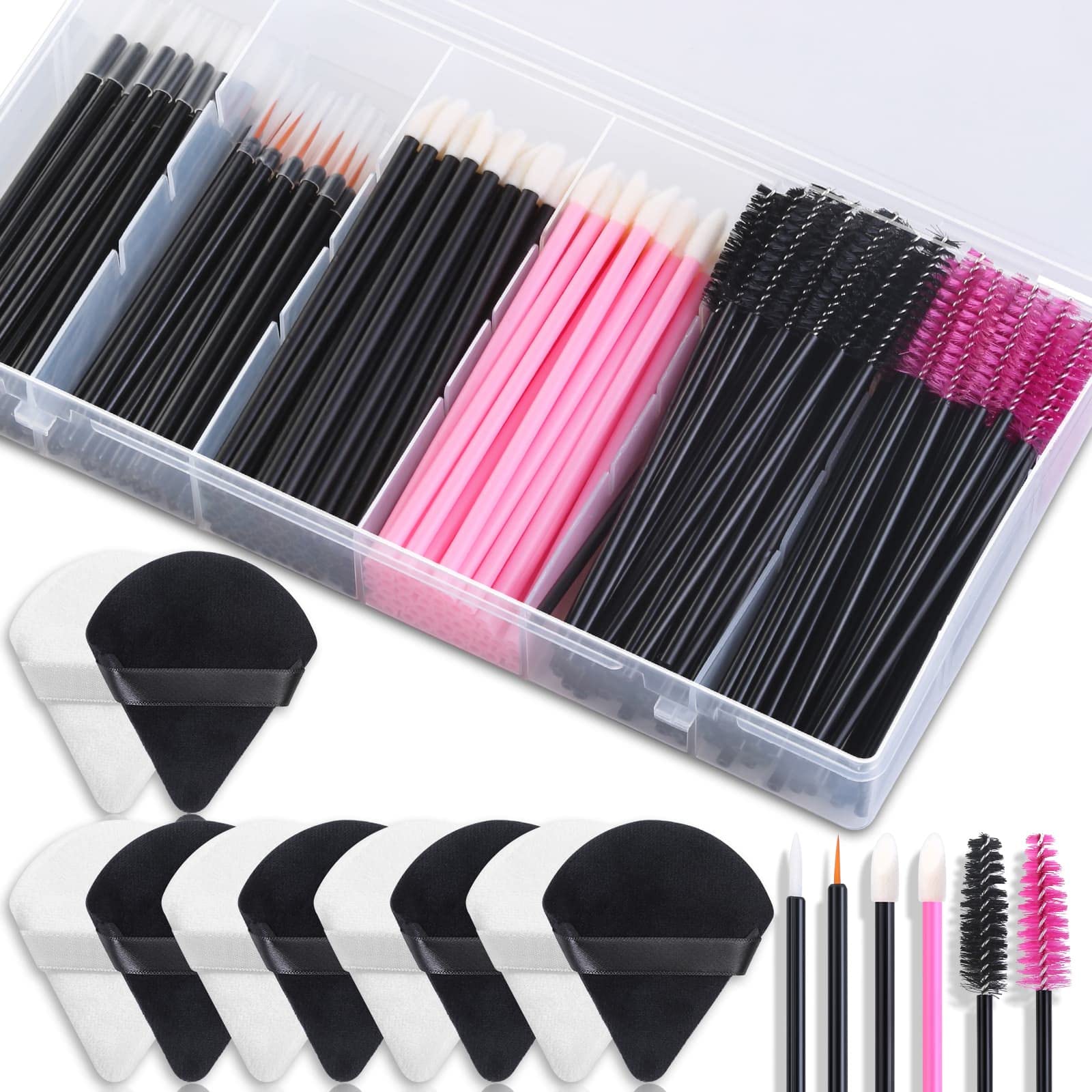 Disposable Makeup Applicators for Makeup Artist, Makeup Mixing Tray with Disposable Makeup Acessories Tools Kit (Mascara Applicators, Lipstick Wands, liner Brushes)