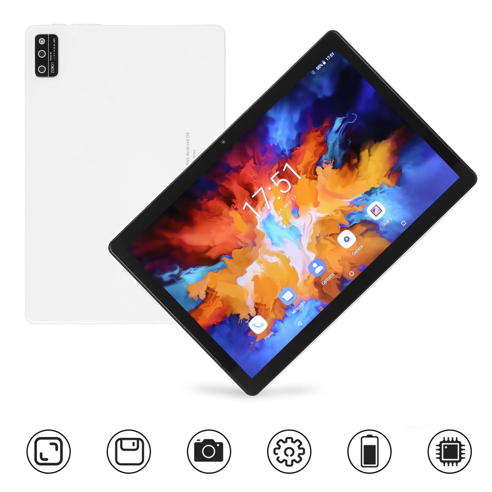 Desktop Tablet, Micro Edge Dual Camera 5G WiFi 4G LTE Tablet PC 10.1 Inch IPS 2 Card Slots for Business (US Plug)