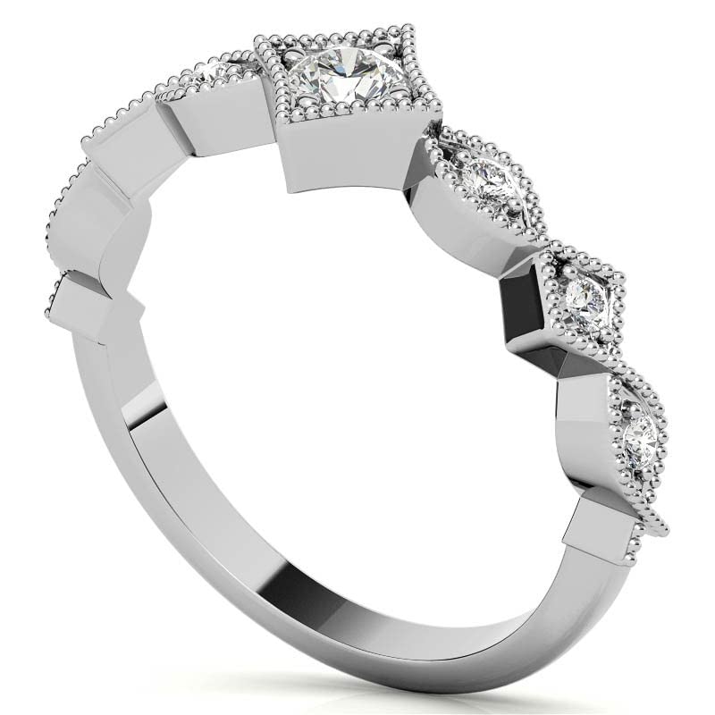 Excellent Round Brilliant Cut 0.16 Carat, Moissanite Diamond Promise Band, Prong Set, Eternity Sterling Silver Band, Valentine's Day Jewelry Gift for Her, Customized Band (4.5)