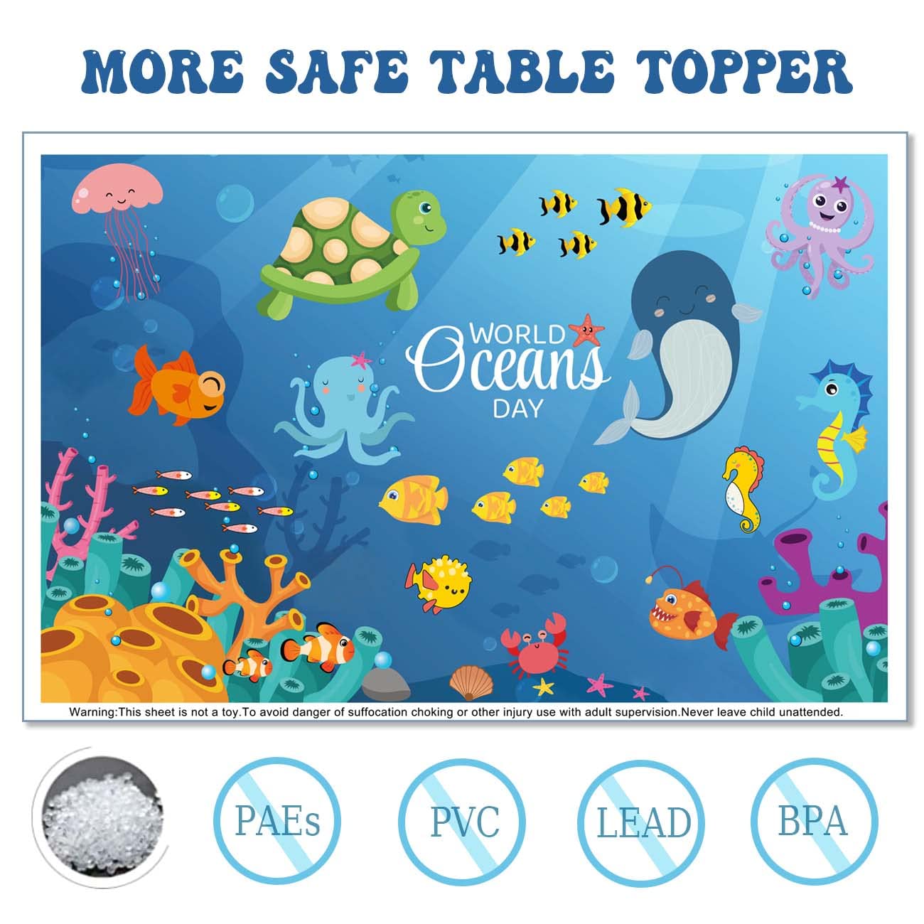 Disposable Stick-on placemats for Baby&Toddler&Kids, Sticky Table Cover placemats for Restaurant/Travel, Waterproof Cover 12''x18''(Individual Package)…