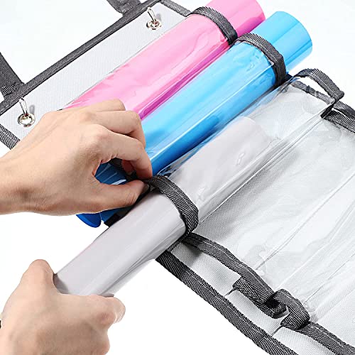 Vinyl Storage Organizer,Vinyl Roll Holder Wall Mount with Door Hooks,Hanging Organizer Storage with 48 Roll Compartments for Craft Room,Door,Closet (52 Grey)