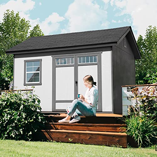 Handy Home Products Beachwood 8x12 Do-it-Yourself Wooden Storage Shed with Floor Tan