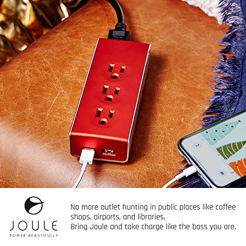 Joule Surge Protector Power Strip with 3 Outlets and 2 USB Ports β for Travel, Hotel, Home Office Use