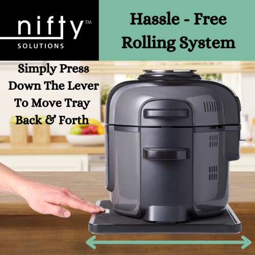 Nifty Medium & Large Appliance Rolling Tray – Black, Home Kitchen Counter Organizer, Integrated Rolling System, Non-Slip Pad Top for Coffee Maker, Stand Mixer, Blender, Toaster