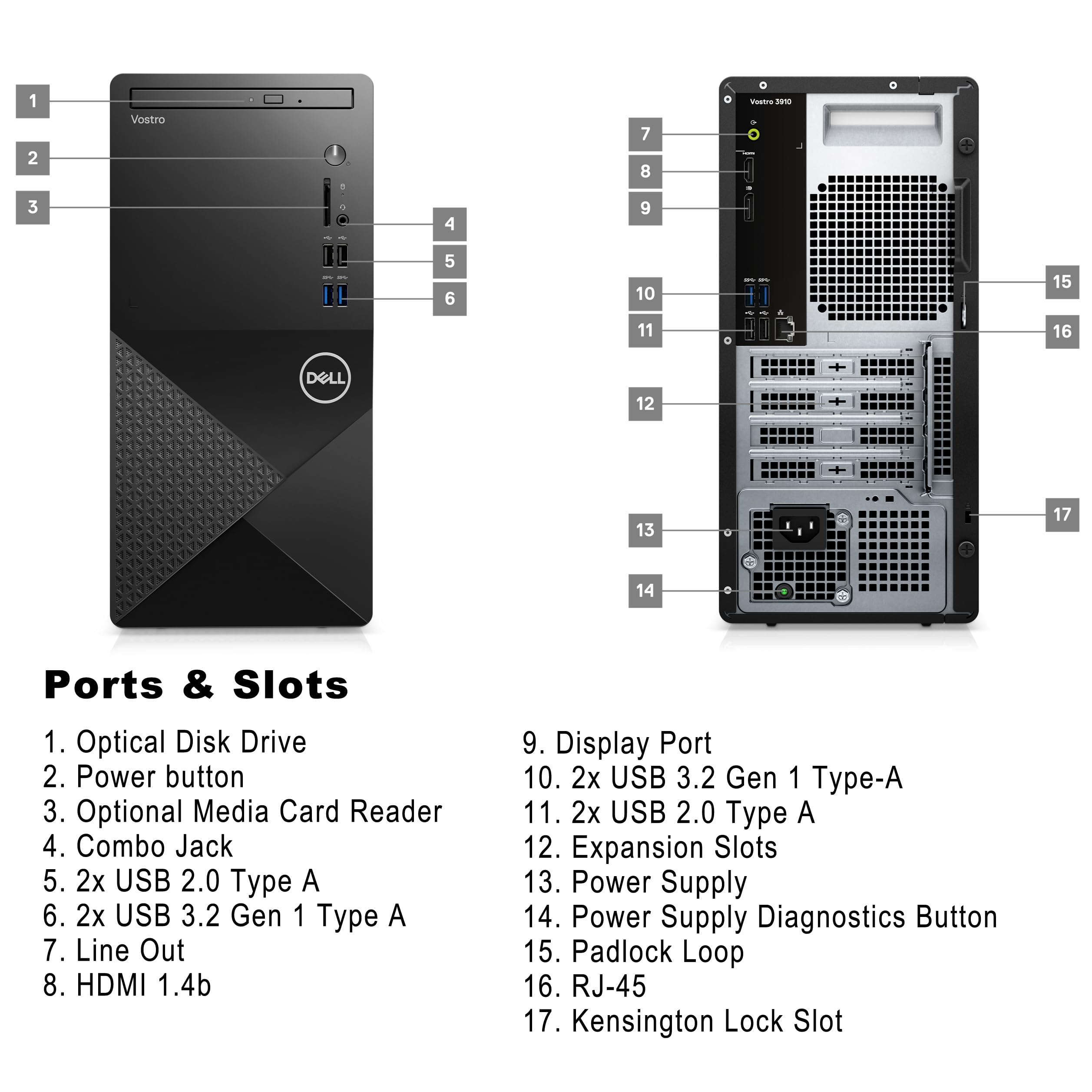 Dell 2023 Vostro 3910 Full Size Tower Business Desktop, 12th Gen Intel 12-Core i7-12700 up to 4.9GHz, 16GB DDR4 RAM, 1TB PCIe SSD, AC WiFi, Bluetooth 5.0, Keyboard & Mouse, Windows 11 Pro