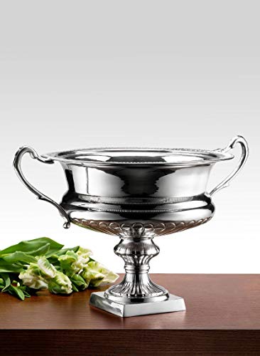 Serene Spaces Living Silver-Plated Trophy Flower Urn, Use for Home Decor, Event Centerpieces, Wedding, Parties, Floral Arrangements, Medium 10" Diameter