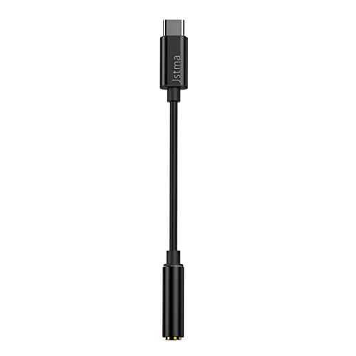 jstma USB C to 3.5mm Audio Jack Adapter 32Bit Audio HiFi DAC Amplifier Converter Support High-impedance Headphones for Windows MacOS Android Phones Switch PS Xbox (Black)