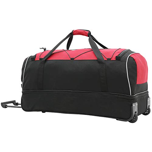 Travelers Club Unisex-Adult Adventure Rolling Travel Duffel Bag, Red, 22-Inch