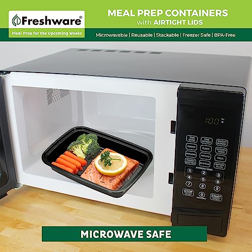 Freshware Meal Prep Containers [15 Pack] 1 Compartment Food Storage Containers with Lids, Bento Box, BPA Free, Stackable, Microwave/Dishwasher/Freezer Safe (28 oz)