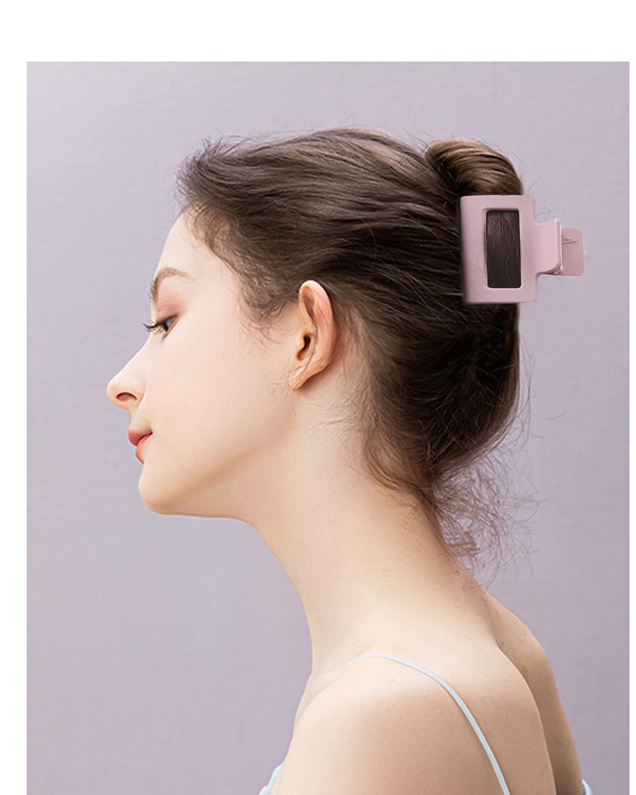 Hair Claw Clips Set - 12 Matte Pieces, Non-Slip Thick and Thin Styles for Thin and Medium Hair, Square Design for Women