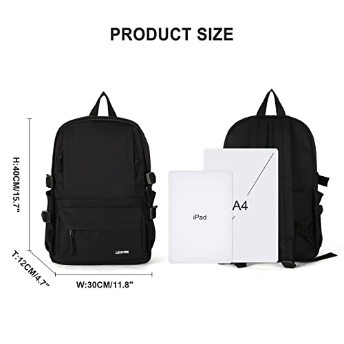 ONXTHIN Backpack For Men Women,Black Bookbag,Lightweight Travel Rucksack Casual Daypack Laptop Backpack fit 15.6" Laptop,Black