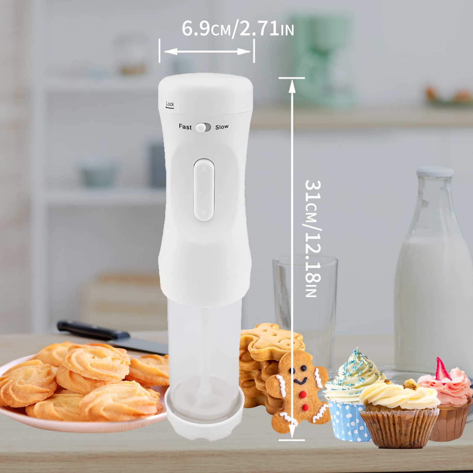 Electric Cookie Press Gun Set, Cookie Maker Kit Homemade Baking Tool With 12 Discs And 4 Icing Nozzles Tips, for Biscuit Cake Dessert DIY Maker and Decoration