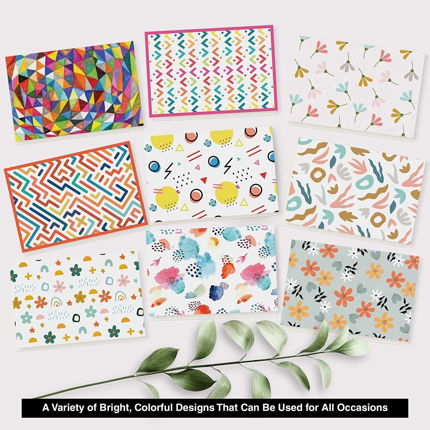Dessie 50 Different Blank Cards With Envelopes - 4x6 Inch Blank Greeting Cards w/Colored Envelopes & Gold Seals. Colorful Designs - No Repetition. All Occasion Note Cards with Envelopes Set