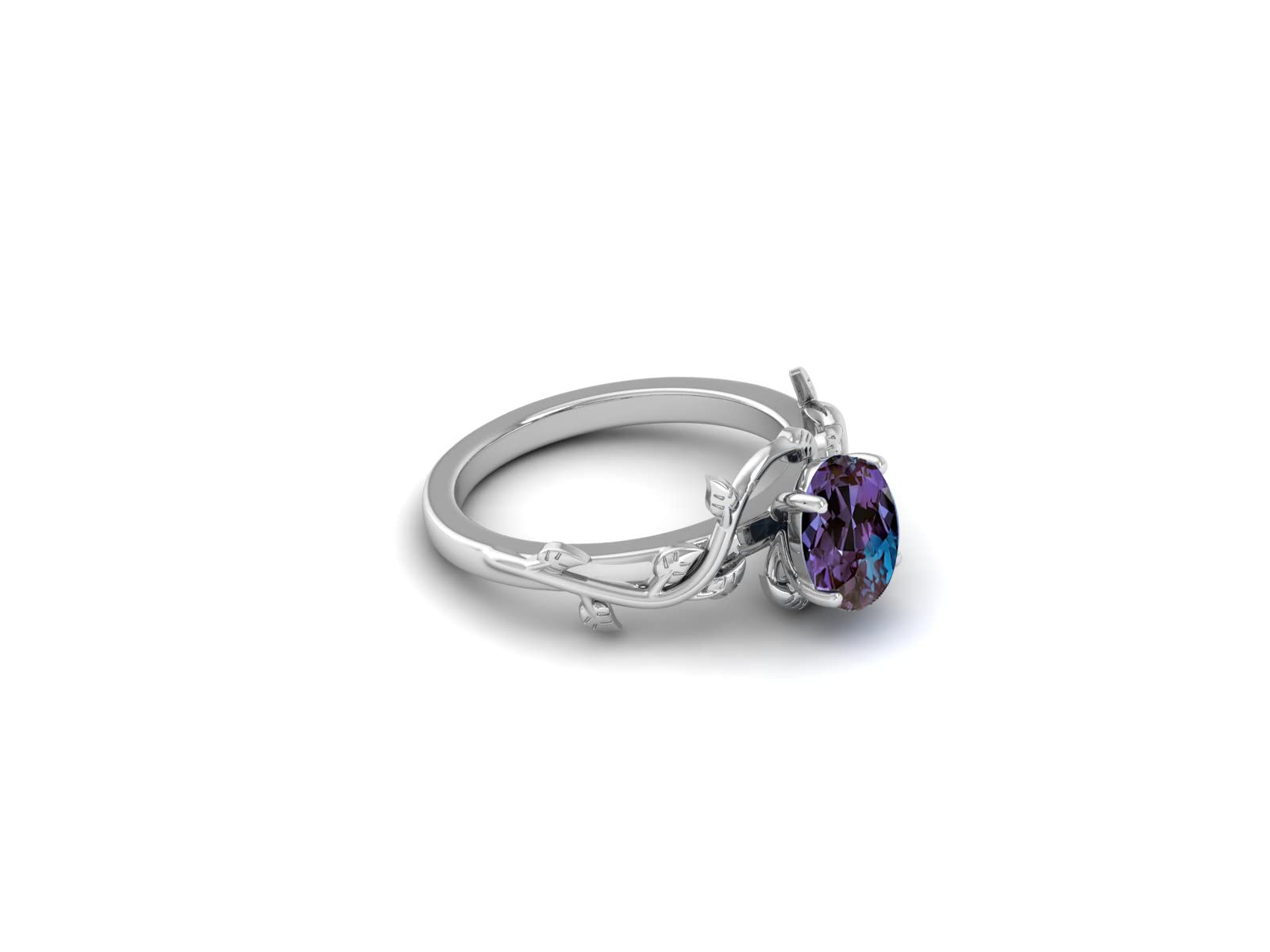 Foreverblings 925 sterling silver Alexandrite ring color changing ring twig ring branches vine ring leaf ring engagement ring for women (8)