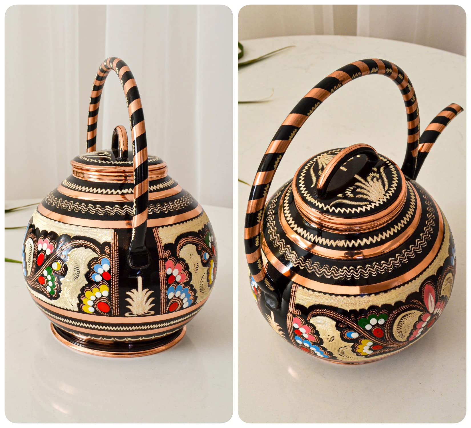 Gneric Copper Flower Watering Can,Pure Copper Pitcher,Handmade Copper Watering Pot,Mini Plant Watering Pot,Copper Watering Can for Flower (Patterned)