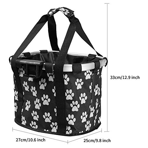 CZXJKKL Bike Basket, Foldable Small Pet Cat Dog Carrier Front Removable Bicycle Handlebar Basket Quick Release Easy Install Detachable Cycling Bag Mountain Picnic Shopping