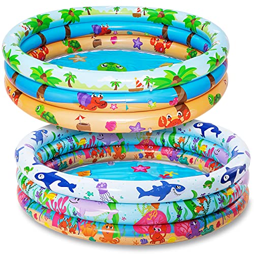 JOYIN 2 Pack 47" Baby Pool, Float Kiddie Pool, Inflatable Baby Swimming Pool with 3 Rings, Seasonal Merriment for Children, Indoor and Outdoor Water Game Play Center for Toddlers