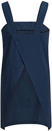YESDOO Cotton Linen Apron Cross Back Apron for Women with Pockets Pinafore Dress for Baking Cooking,Blue,XX-Large
