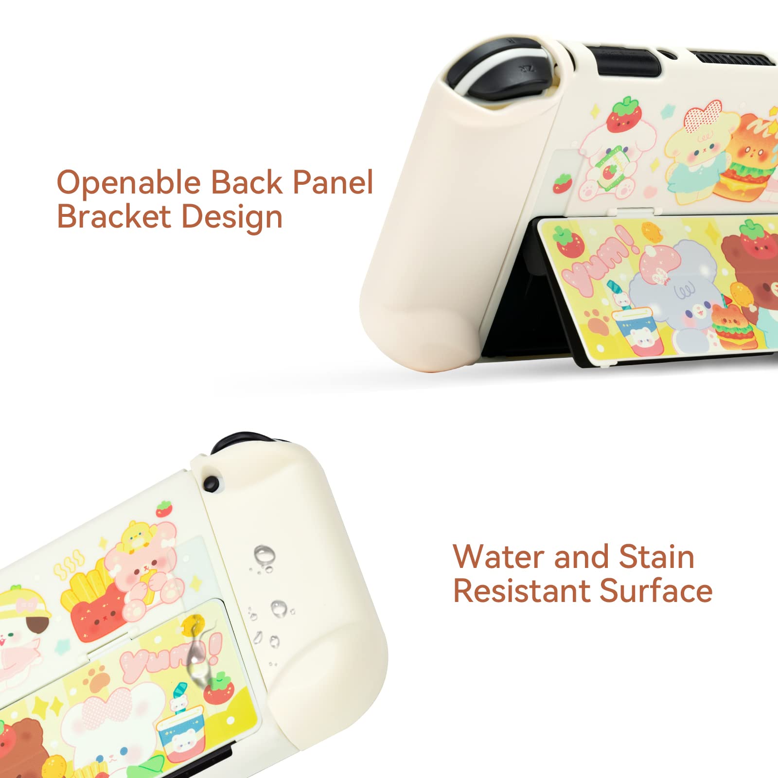 GeekShare Protective Case Slim Cover Case Compatible with Nintendo Switch OLED and Joy-Con - Shock-Absorption and Anti-Scratch - Greedy Bear