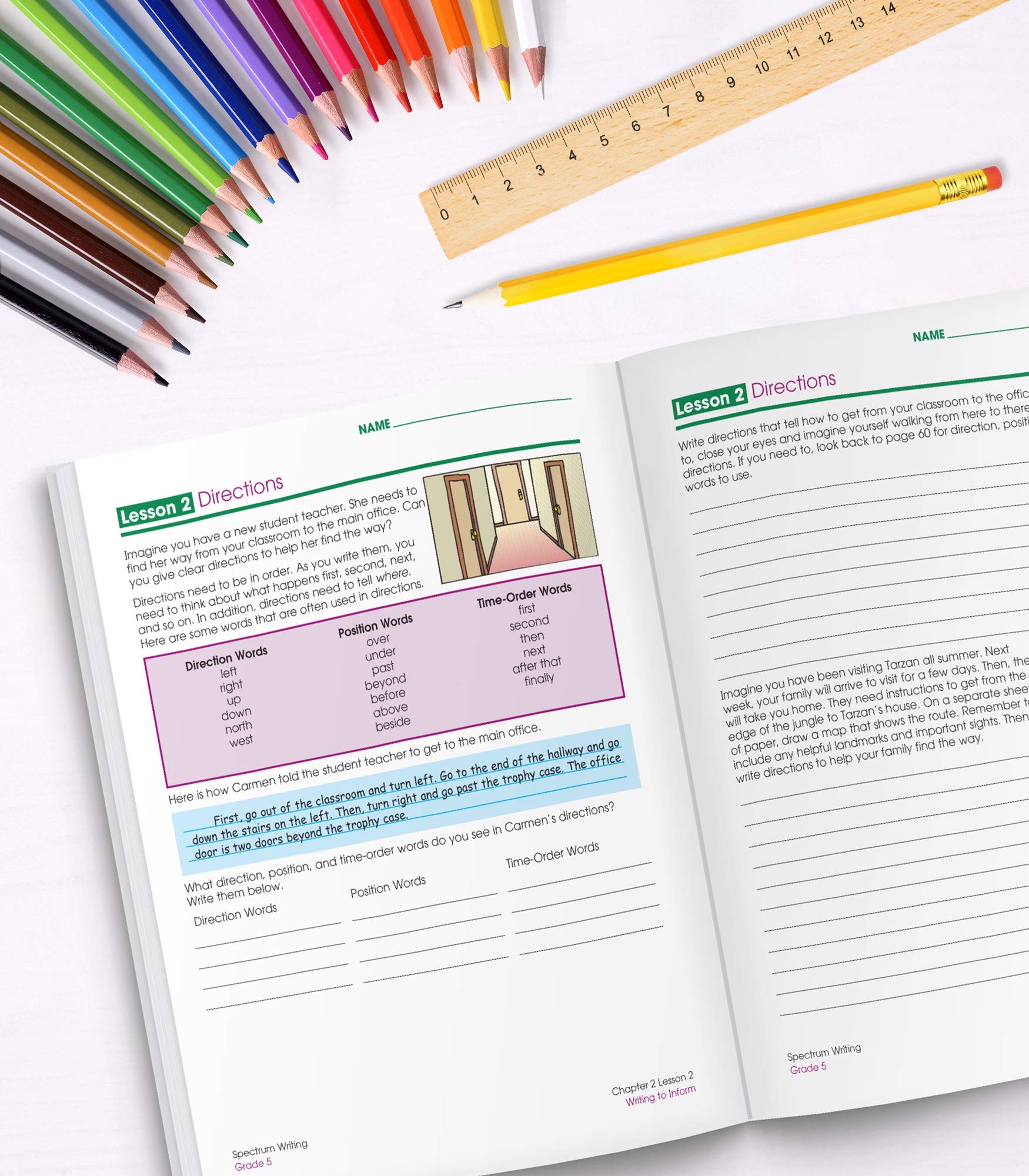 Spectrum 5th Grade Writing Workbooks, Ages 10 to 11, Grade 5 Writing, Informative, Persuasive, News Report, Article, and Story Writing Prompts, Writing Practice for Kids - 136 Pages
