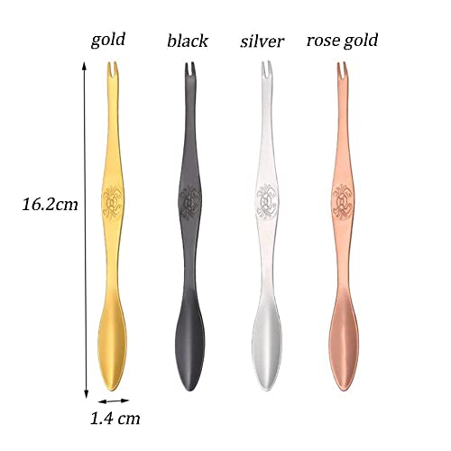 Stainless Steel Lobster Crab Forks Picks Spoons, Quick Shellfish Lobster Cracker Seafood Tools Clip Needle Fork, Lobster Fruit Fork(silver)