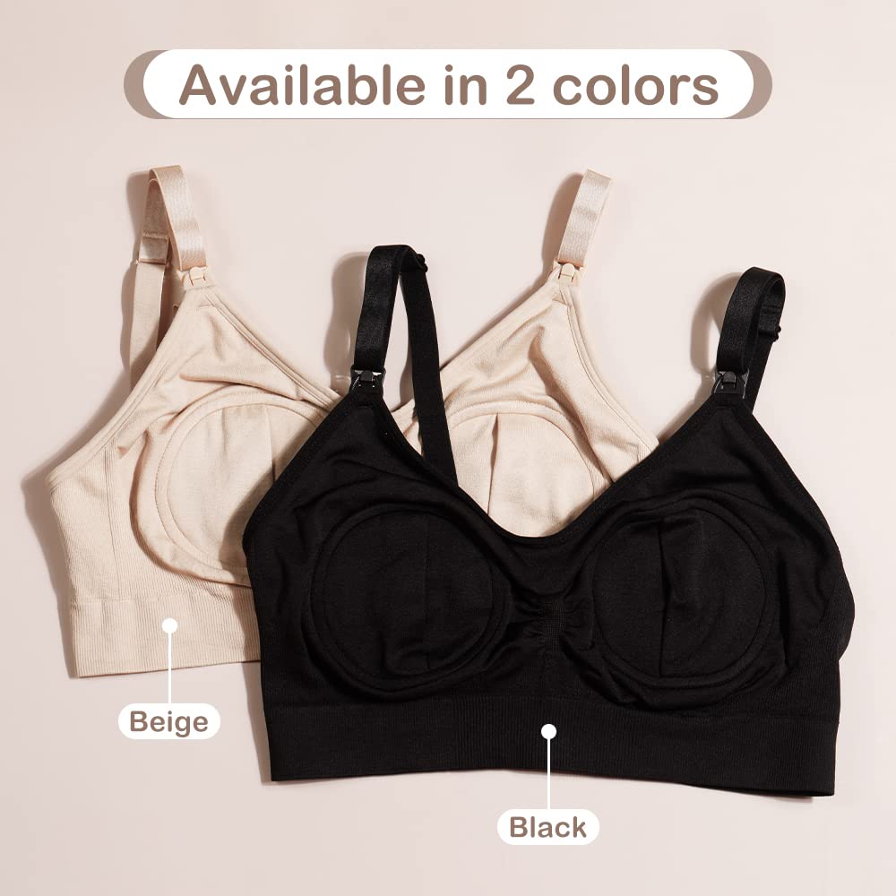 haakaa Hands Free Pumping Bra Nursing Bras for Breastfeeding-2 in 1 No Underwire Pumping and Nursing Bra, Suitable for All Breastfeeding Pumps (Black, Large)