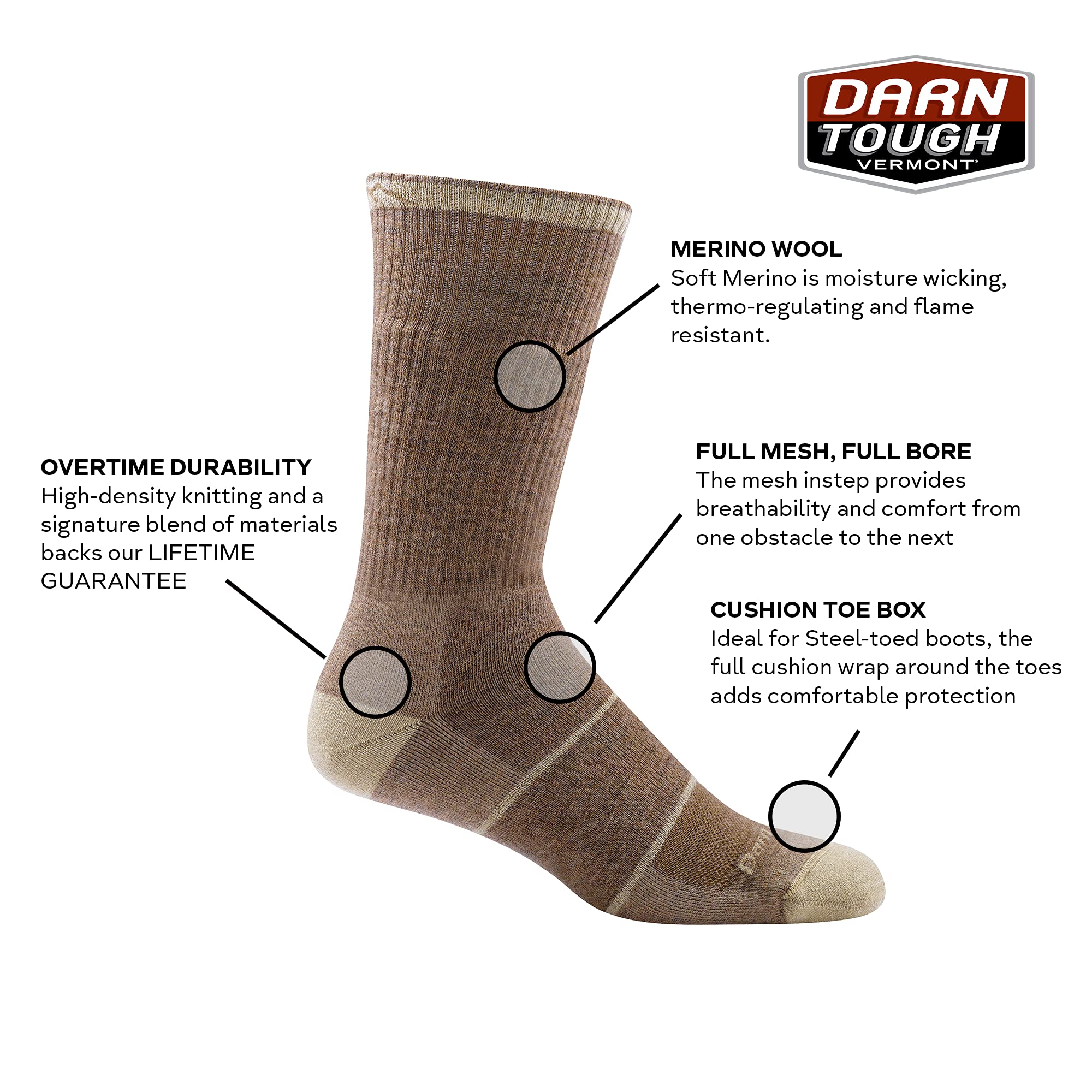 DARN TOUGH (Style 2009) Men's William Jarvis Work Sock - Gravel, Large