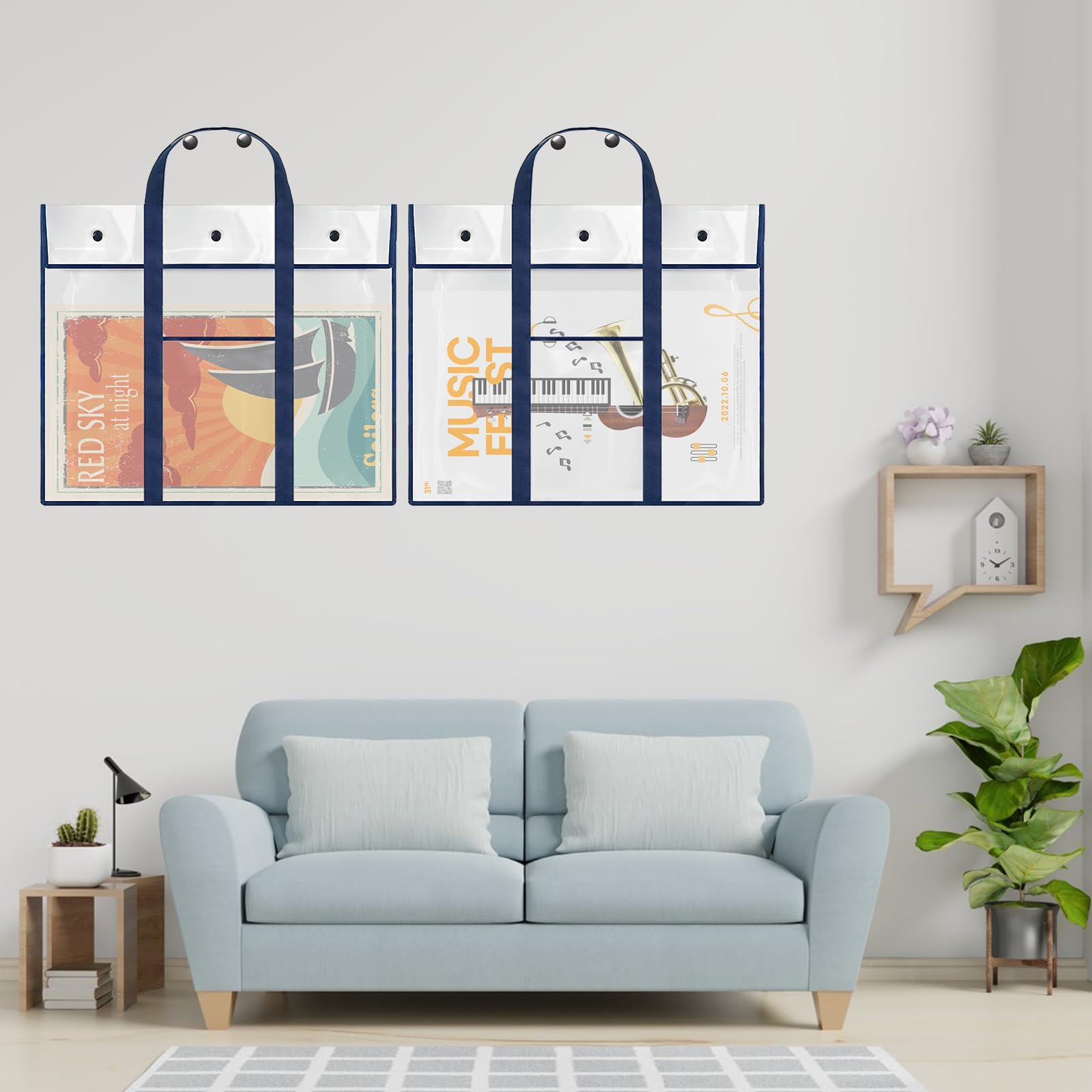 LDXDRU 5Pcs Large Poster Storage Bag, Portfolio Bag, Bulletin Board Poster Storage Bag Art Folder with Pocket for Classrooms Teachers, 30" x 25.5"