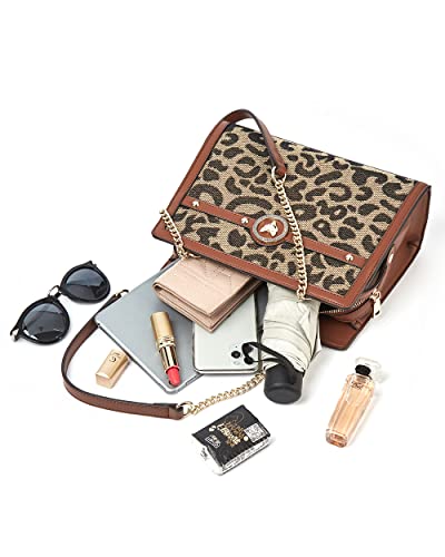 FOXLOVER Fashion Chain Shoulder Bag for Women Ladies Leopard Pattern Handbag Purse