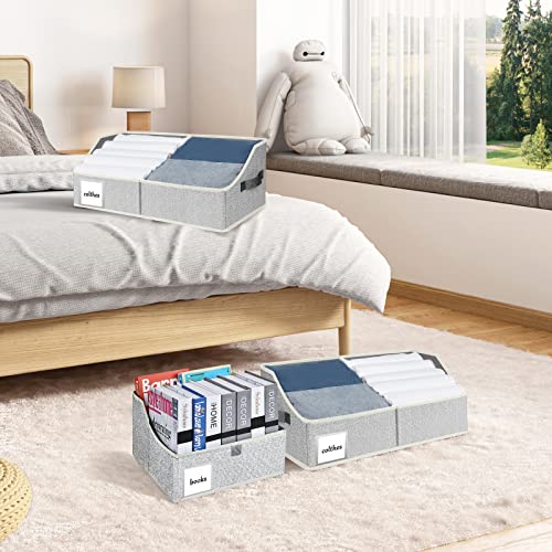 homsorout Storage Bins, 3 Pack Fabric Bins baskets for Closet Organization, Cube Storage Organizer Bins for Clothes, Toys, Books, Office Supplies, Grey