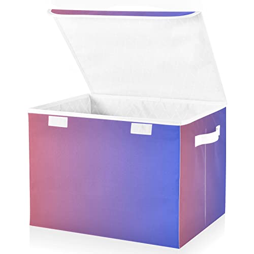 innewgogo Red Blue Gradient Storage Bins with Lids for Organizing Foldable Storage Bins with Handles Oxford Cloth Storage Cube Box for Pets Toys