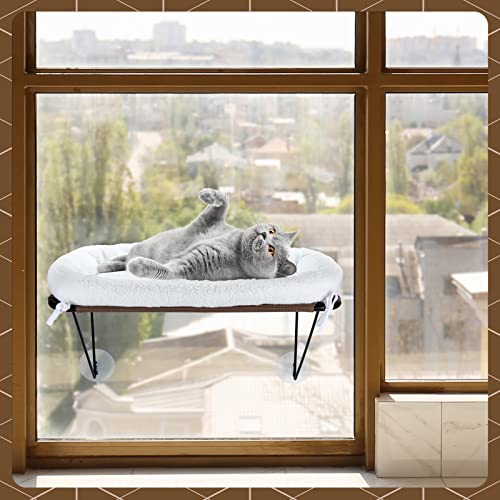 LSAIFATER Cat Window Perch with Supported Under Metal, Cat Hammock with Spacious and Comfortable Pet Bed for Kittens & Large Cats, Cat Gifts for Your Beloved Cat