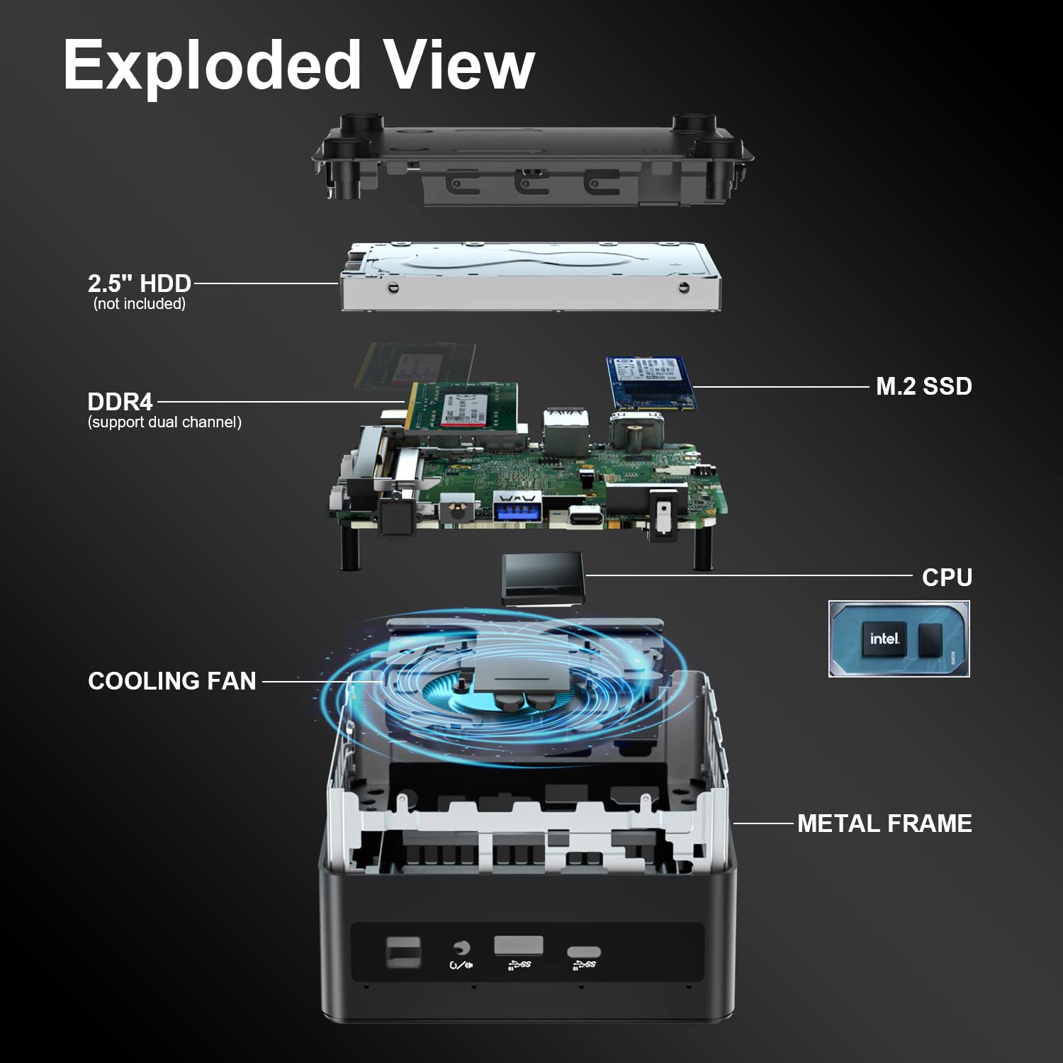 GEEKOM Mini PC, Intel Core i3-8109U, 8GB RAM, 256GB SSD, Windows 11 Pro, Mini Desktop Computer, Versatile Performance