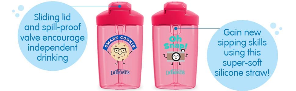 Dr. Brown’s Milestones Sippy Cup with Straw - Pink - 2pk - 12m+