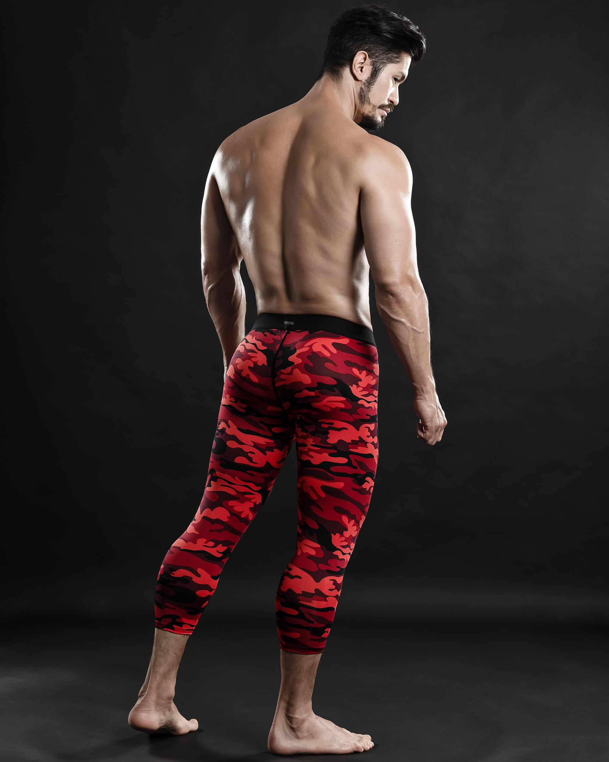 DRSKIN 4 Pack Men’s 3/4 Compression Pants Tights Leggings Shorts Sports Baselayer Running Workout Active (Line (BB801 2P+WH812 2P), XL)