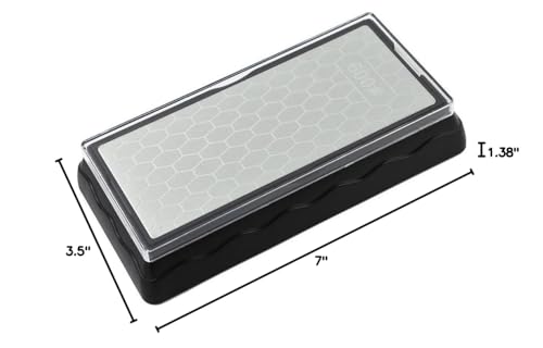 Double-sided Diamond Sharpening Stone,YCAMMIN Knife Sharpener Stone diamond sharpener Honeycomb Surface Plate with Non-slip Base for Scissors Knives Outdoor Kitchen Sharpen Tools (600/1200 Grit)