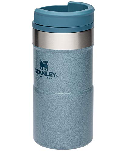 Stanley NeverLeak Travel Mug .25L Hammertone Ice - Leakproof - Tumbler for Coffee, Tea & Water - BPA FREE - Stainless-Steel Thermo Cup fits under most coffee makers - Dishwasher Safe