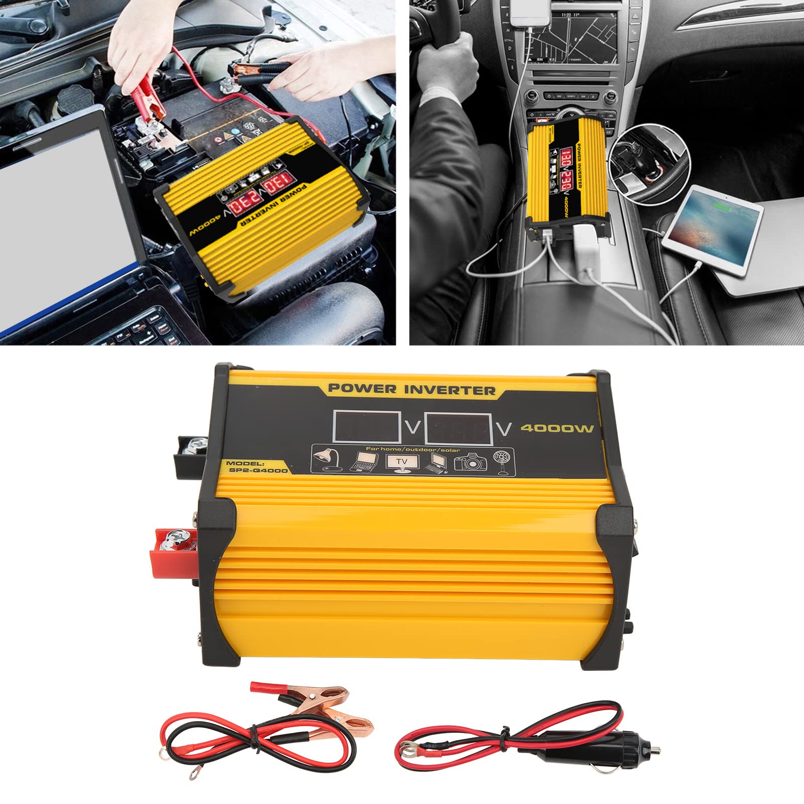 DOACT Solar Power Kit, Full Protection Solar Inverter Kit 30A Charge Controller 300W Inverter with Charging Cable for Outdoor Use (12V to 220V)